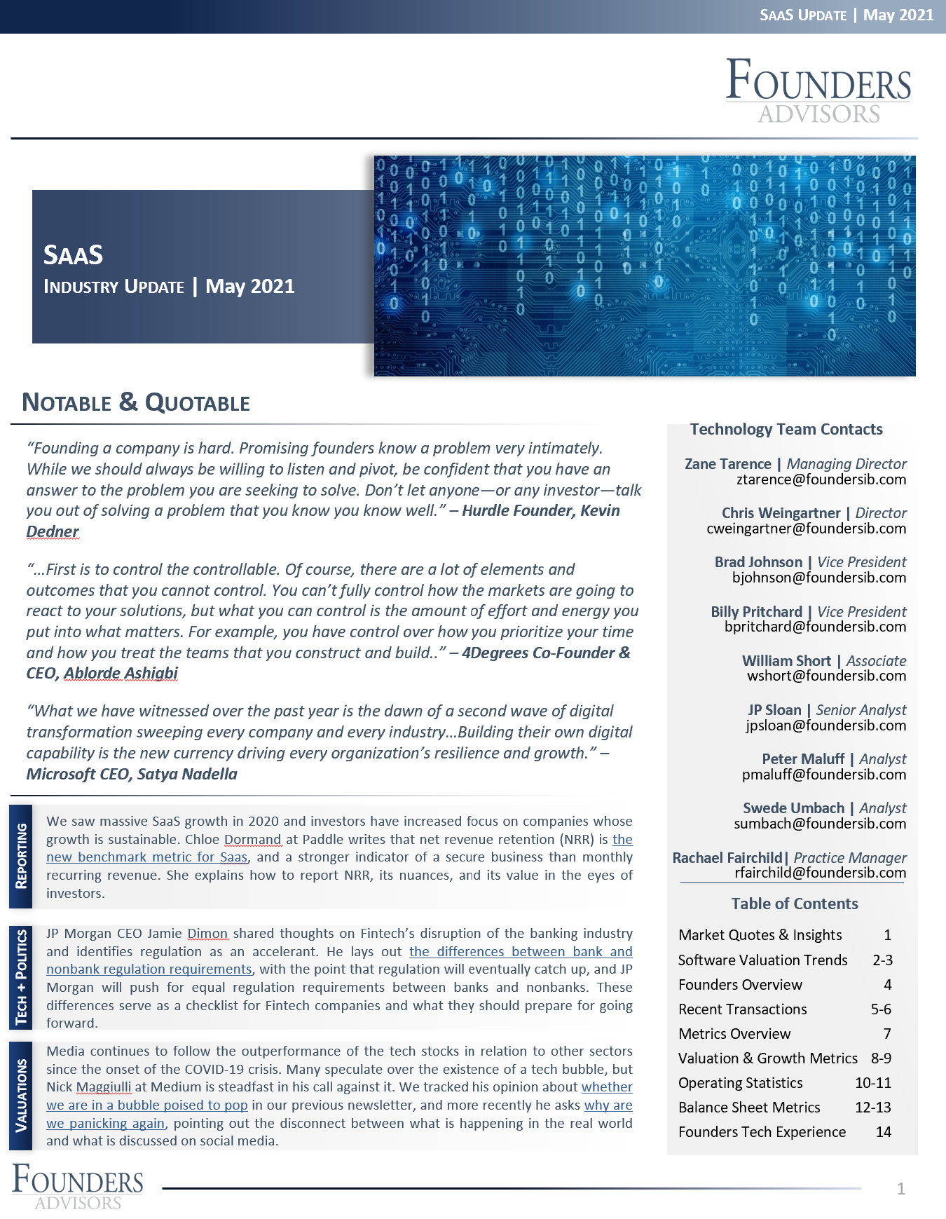 May 2021 SaaS Market Newsletter | Founders Advisors